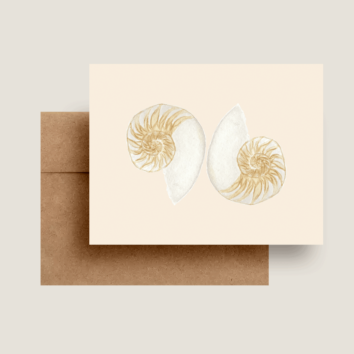 Watercolor Spiral Seashell Pair Note Cards– Thelittlebrushshop